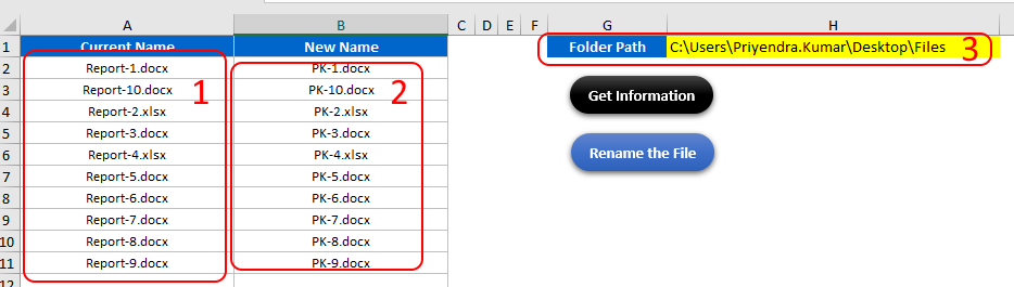 How to rename files according to MS Excel spreadsheet